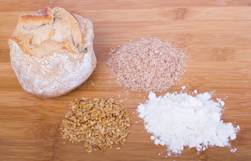 Bran, bread and flour stock image. Image of heap, seed - 27058565