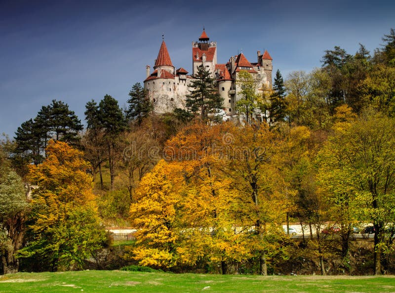 Bran Castle in Autumn Landscape Stock Photo - Image of colorful, brasov ...