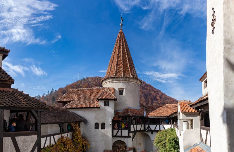 Bran Castle Courtyard stock photo. Image of towers, architecture ...