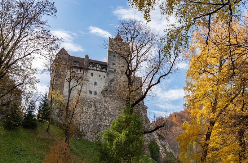 Bran Castle in the Fall stock image. Image of trees - 264080461