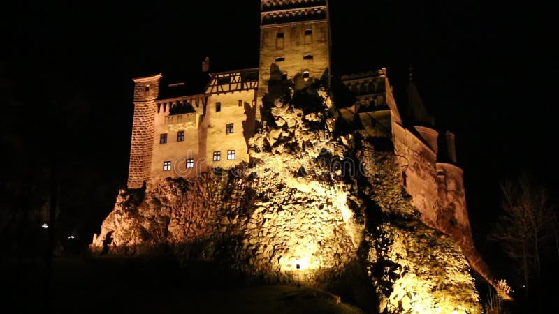 Bran castle in the night stock video. Video of duke - 134128399