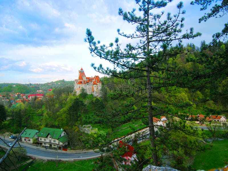 Bran Castle Wide Shot stock photo. Image of attraction - 5167422