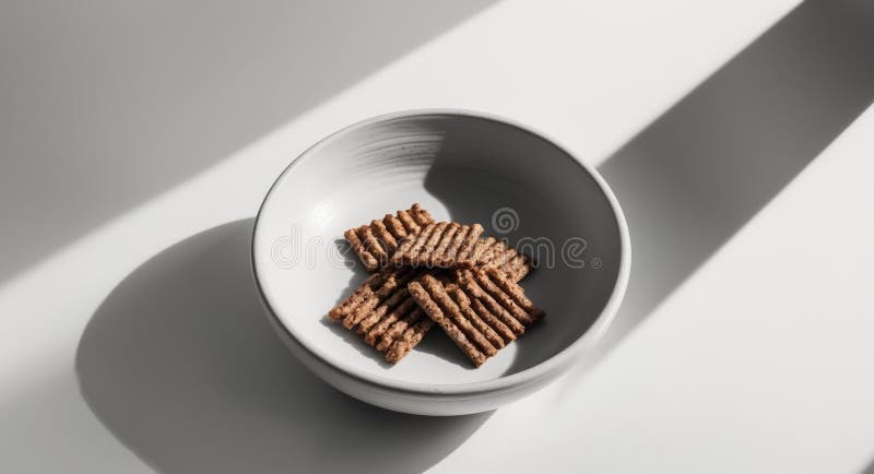 Bran Cracker Snacks in a Modern Bowl with Soft Lighting and Clean ...