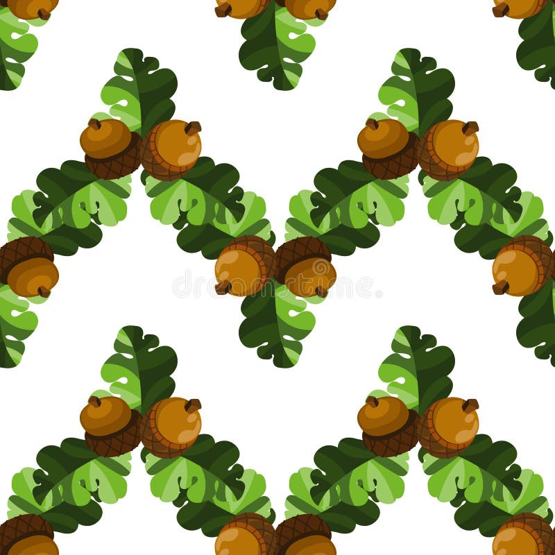 Branch Acorn Seamless Pattern Stock Illustration - Illustration of ...