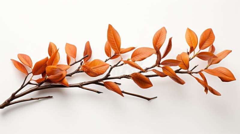 A Branch with Brown Leaves. Generative AI. Stock Illustration ...
