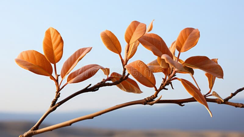 A Branch with Brown Leaves. Generative AI. Stock Illustration ...