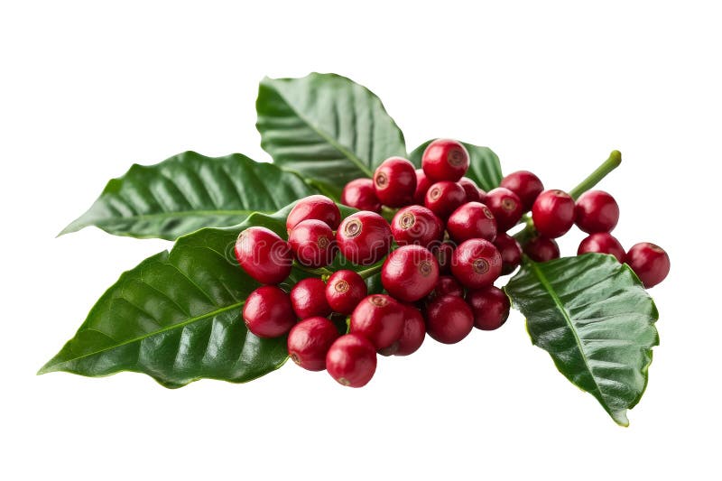 Branch of Coffee Plant with Ripe Red Coffee Cherries Stock Image ...