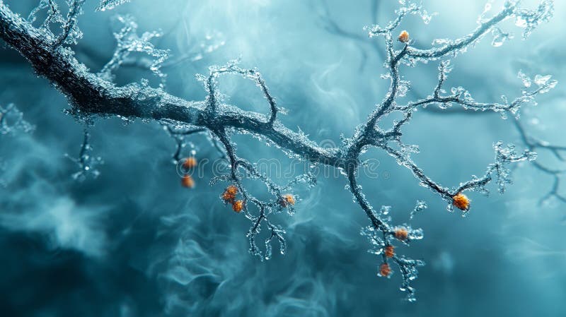 A Branch Covered in Ice and Water on a Tree Branch Stock Image - Image ...