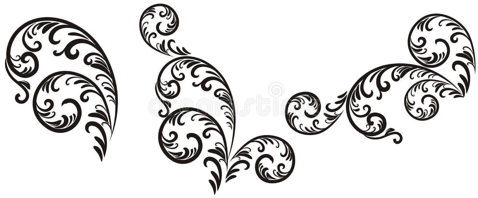 Vintage Baroque Golden Scroll Ornament Stock Image - Illustration of ...
