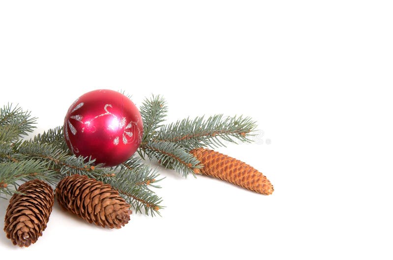 Branch of Fir Tree,ball and Cones. Stock Photo - Image of design ...