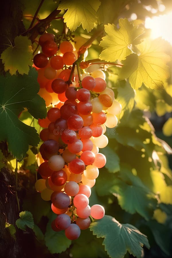 A Branch of Grapes on Tree. Ai Generative Art Stock Photo - Image of ...