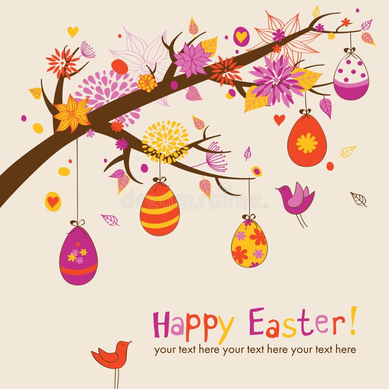 Cute Easter Greeting Card with Basket Full of Realistic Tulips Stock ...