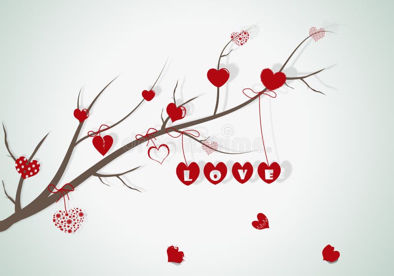 Branch with hearts. stock illustration. Illustration of grow - 36668958