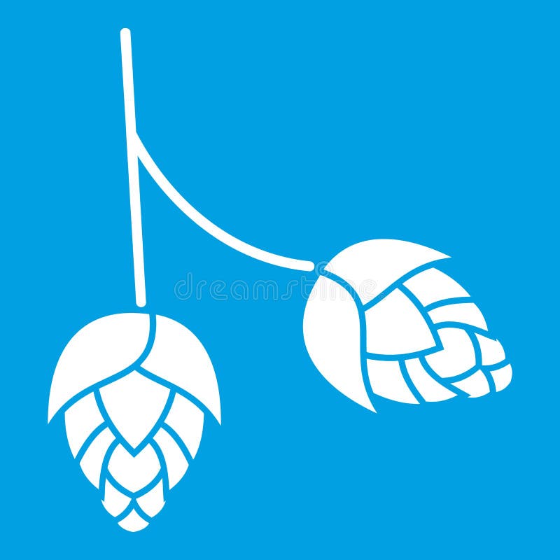 Branch of hops icon white stock vector. Illustration of cone - 96432507