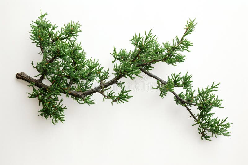 Branch of Juniper on a White Background, Flat Lay, Top View Stock ...