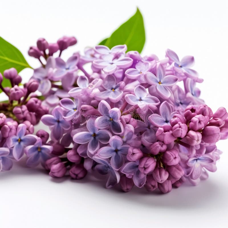 A Branch of Lilac with Small Purple Flowers, on a White Background ...