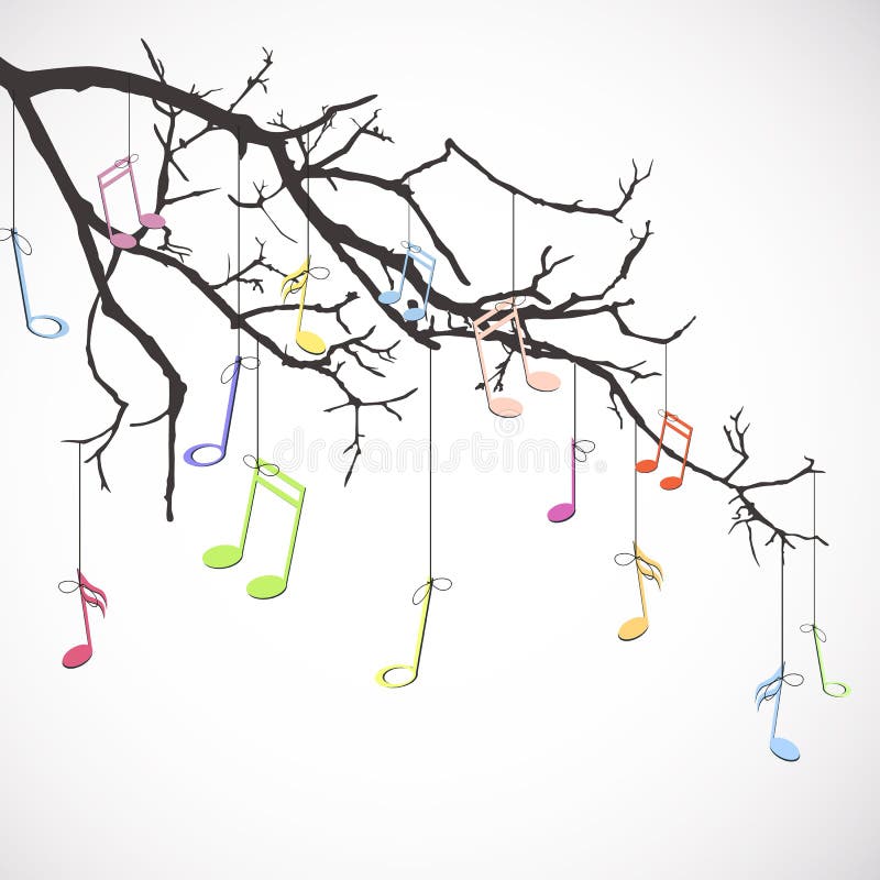 Branch with notes stock illustration. Illustration of background - 28044141