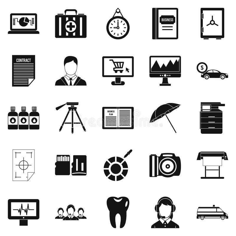 Branch Office Icons Set, Simple Style Stock Vector - Illustration of ...