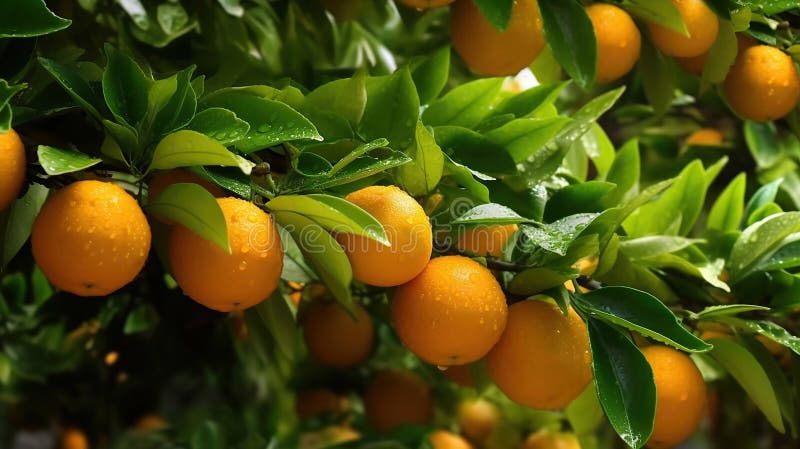 Branch Orange Tree Fruits Green Leaves. Generative Ai Stock ...