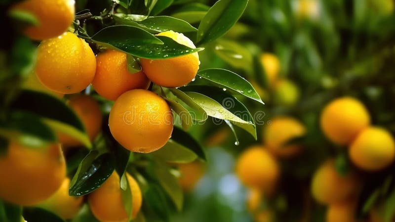 Branch Orange Tree Fruits Green Leaves. Generative Ai Stock ...