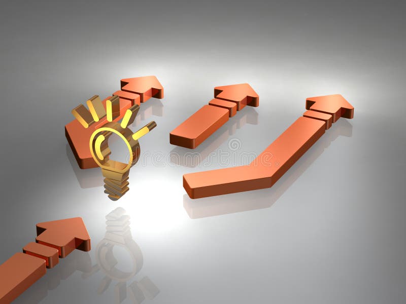 Three Arrows Move Forward while Entangled in a Spiral. Stock ...