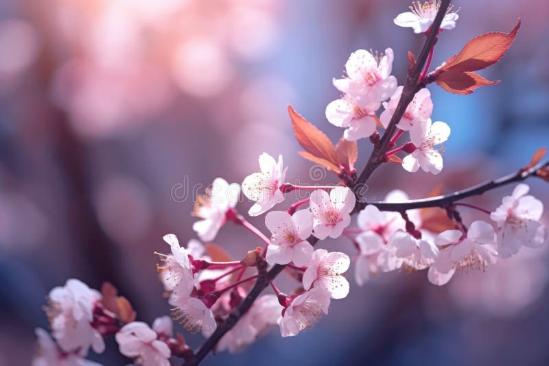 Branch of Prunus Serrulata or Japanese Cherry. Generative AI Stock ...