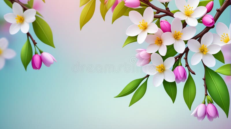 Branch with Spring Flowers Background Stock Illustration - Illustration ...