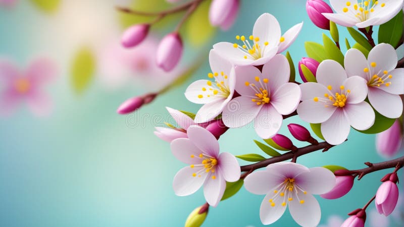 Branch with Spring Flowers Background Stock Illustration - Illustration ...