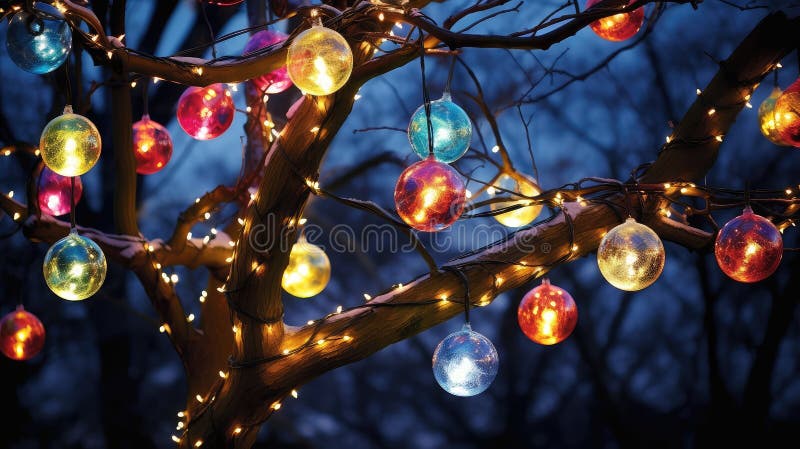 Branch Tangled Christmas Lights Stock Illustration - Illustration of ...