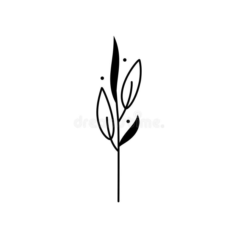 A Branch with a Thin Stem, Leaves and Black Dots. Clipart. Plant ... A Branch with a Thin Stem, Leaves and Black Dots. Clipart. Plant ...