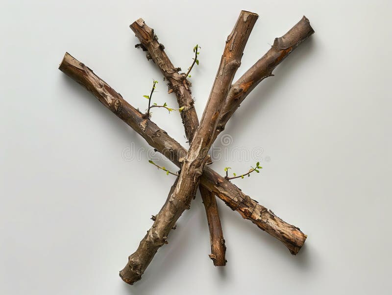 A Branch with Two Small Sticks on it Stock Image - Image of stick, twig ...