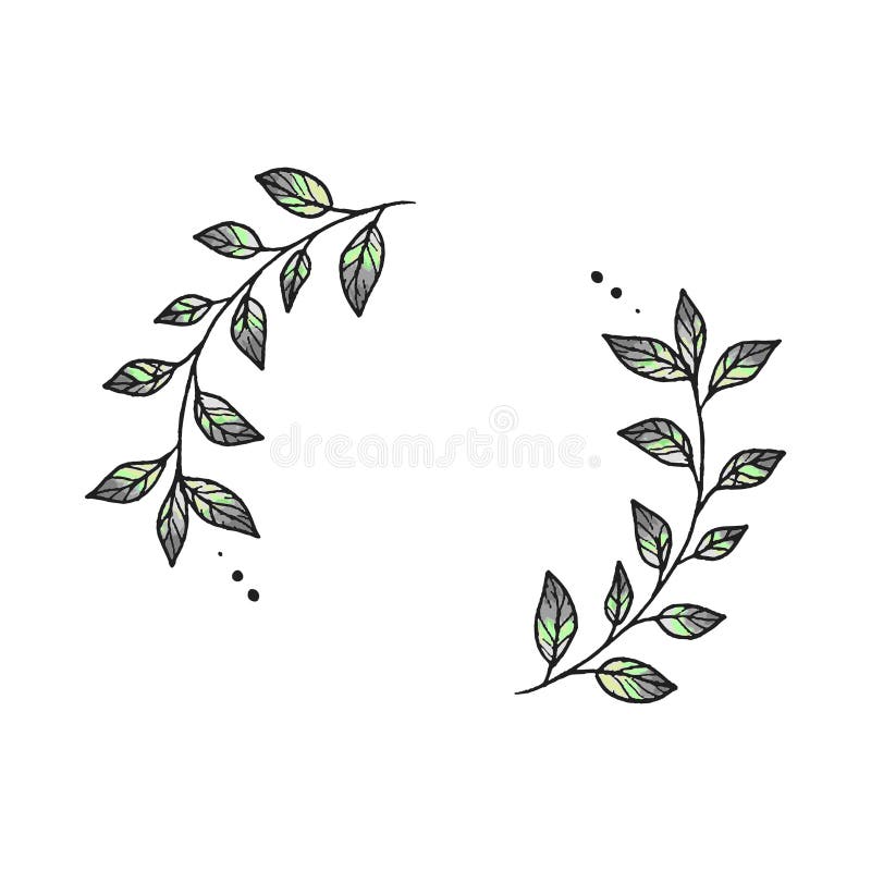 Branch Wreath Line Frame. Editable Vector Element Stock Vector ...