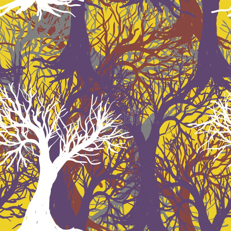 Branched Trees Seamless Pattern Stock Vector - Illustration of repeat ...