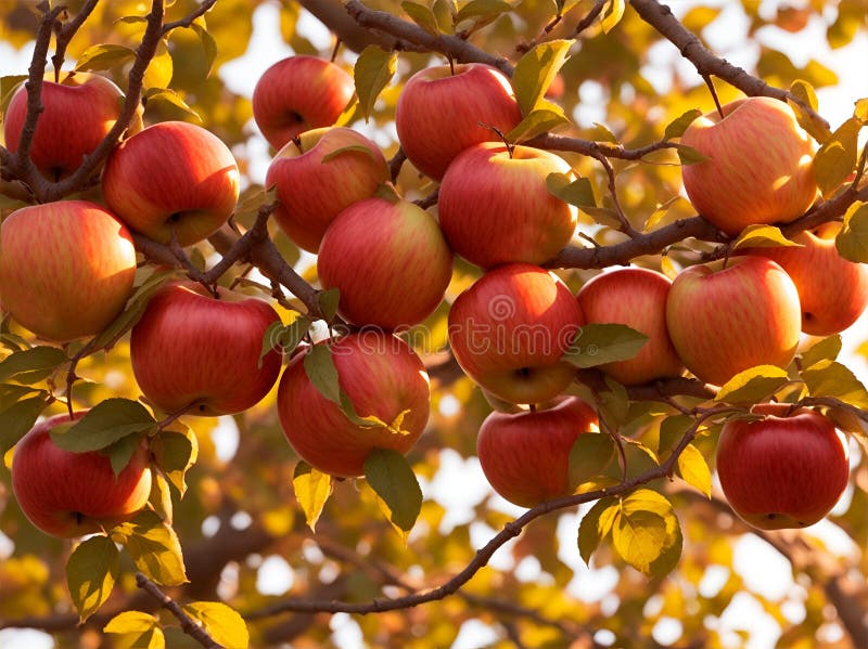 Branches of an Apple Tree in a Sunny Day Stock Illustration ...