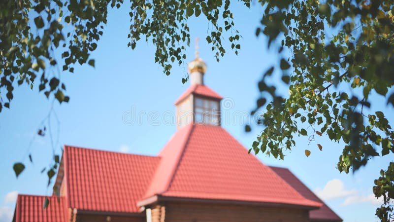 Branches of a Birch Tree in the Background of the Church. Stock Photo ...