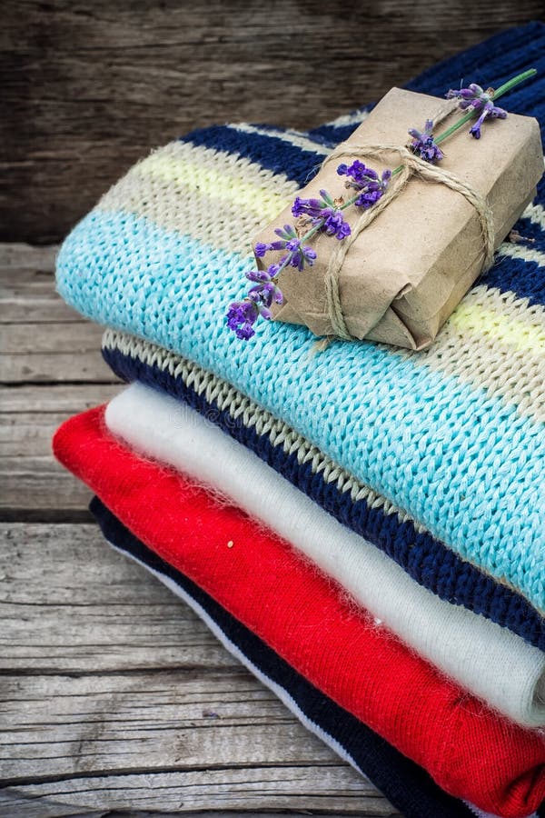 Branches of Blooming Lavender and Wool Items Stock Image - Image of ...