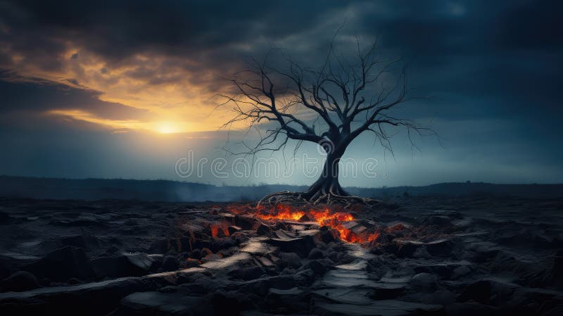 Branches burnt tree stock illustration. Illustration of devastation ...