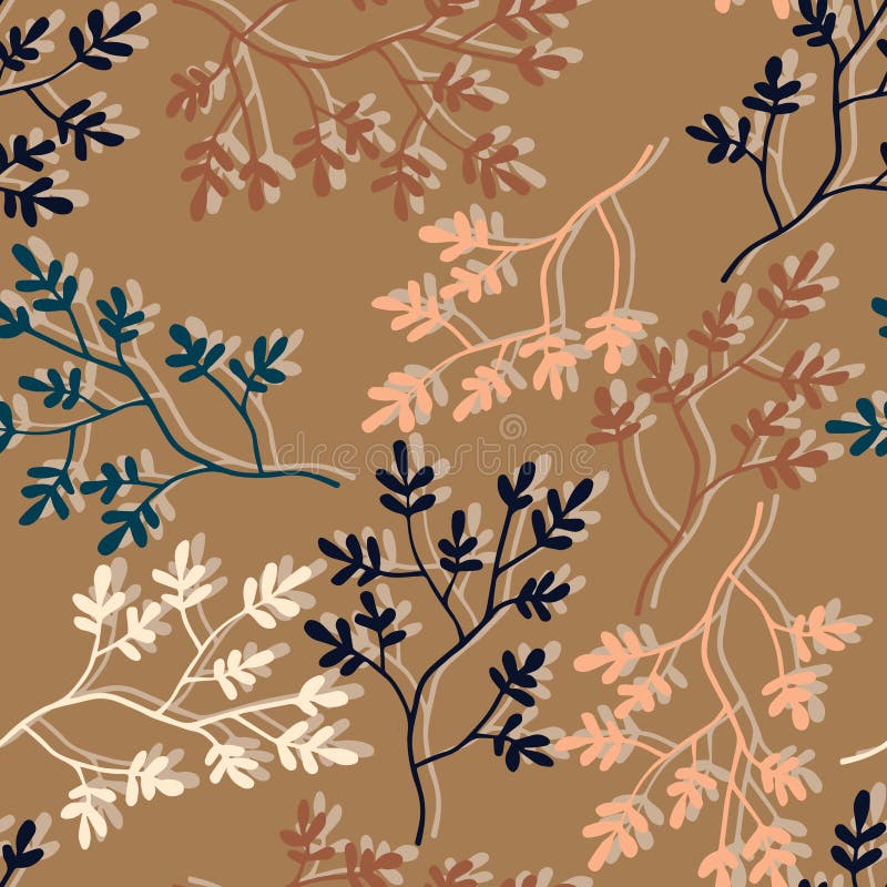 Branches with Colorful Leaves Vector Seamless Pattern Stock Vector ...