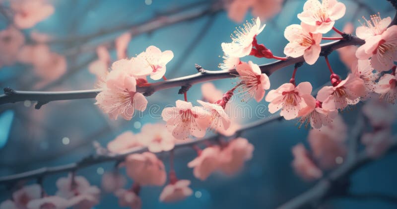 The Branches of a Flower Tree in Beautiful Blue Colors Stock Image ...