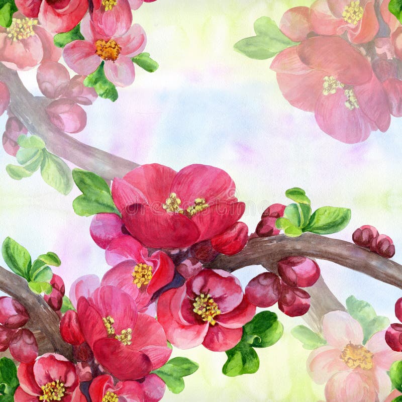 Branches of a Flowering Tree. Seamless Pattern. Wallpaper. Use Printed ...