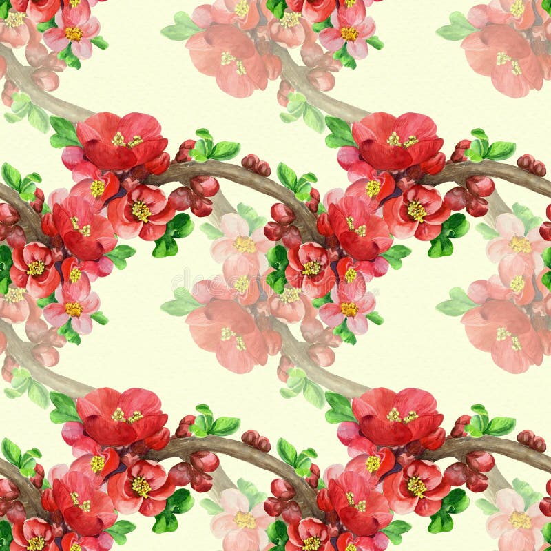 Branches of a Flowering Tree. Seamless Pattern. Wallpaper. Use Printed ...