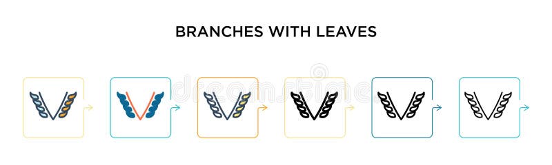 Branches with Leaves Vector Icon in 6 Different Modern Styles. Black ...