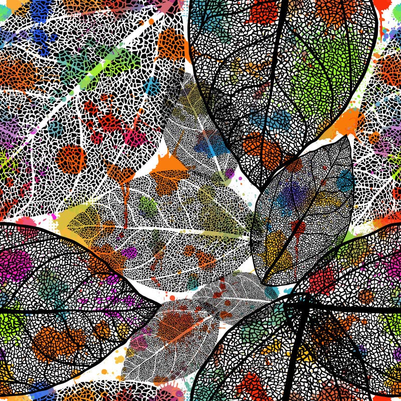 Seamless Pattern of Tree Leaves and Blots. Vector Illustration Stock ...