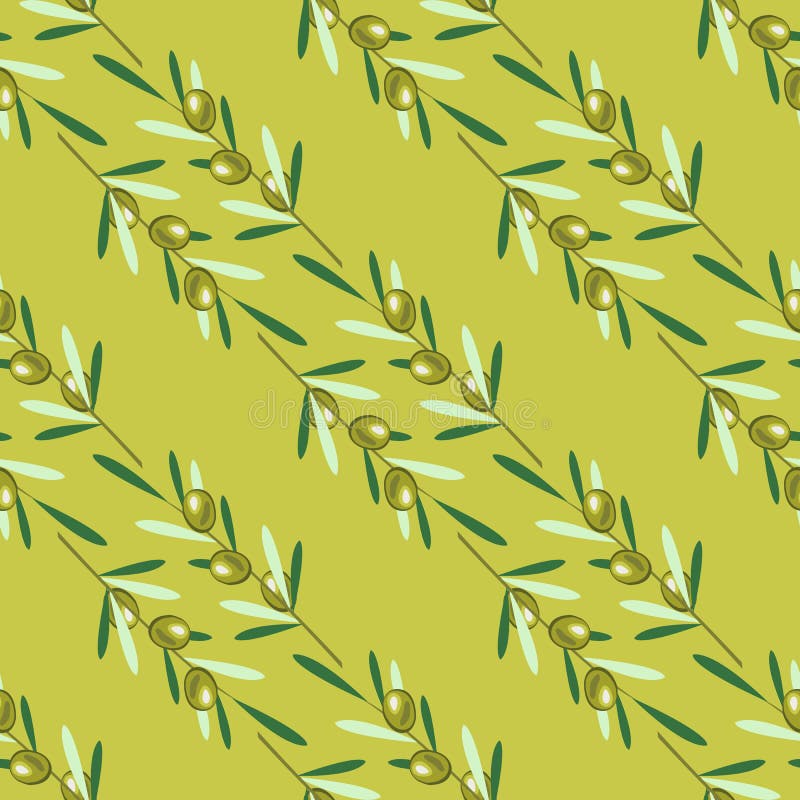 Branches of Olive Tree. Seamless Pattern Stock Illustration ...