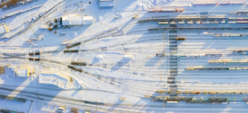 Branches of the Railway at the Marshalling Yard, a Lot of Freight ...