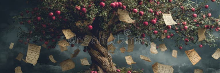 Symbolic Apple Tree with Handwritten Notes of Gratitude Flourishing ...
