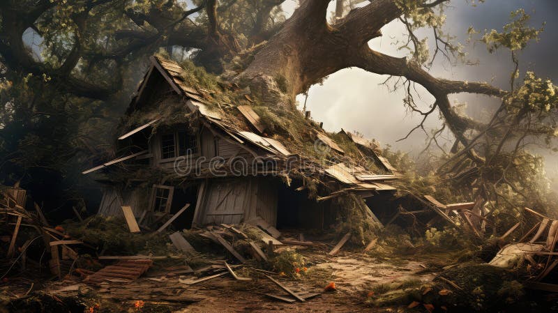 Branches tree fall home stock photo. Image of danger - 369830748