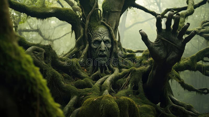 Branches tree monster stock illustration. Illustration of moss - 360702761