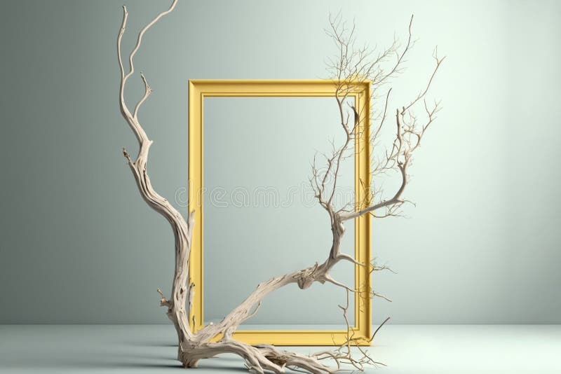 Branches of Tree Roots Frame an Empty Frame. AI Generated Stock ...