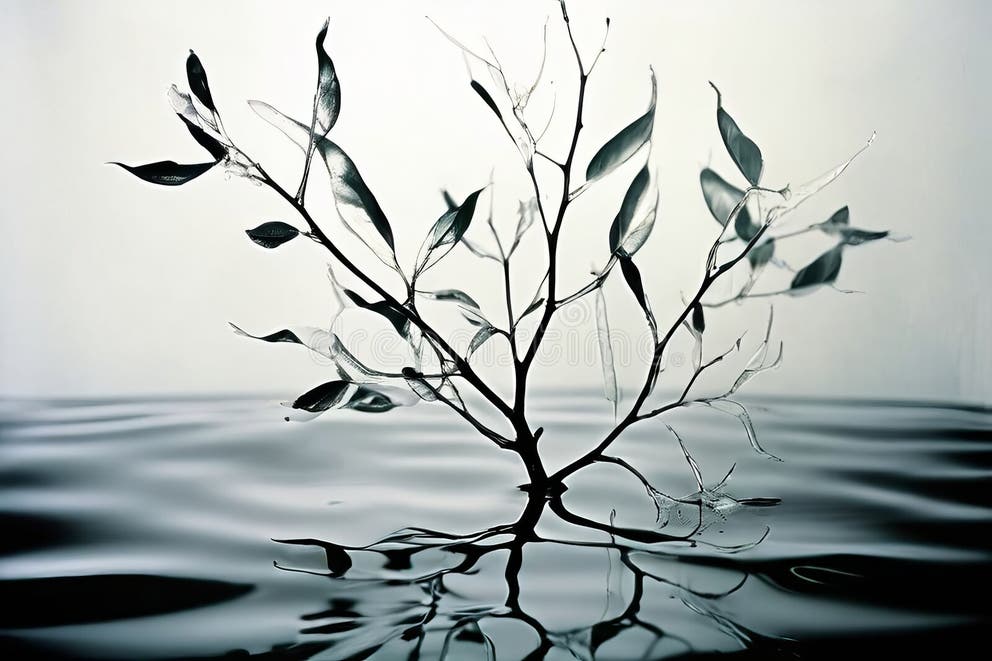 Branches in Water Branches are Captured in Water Using a Photogr Stock ...
